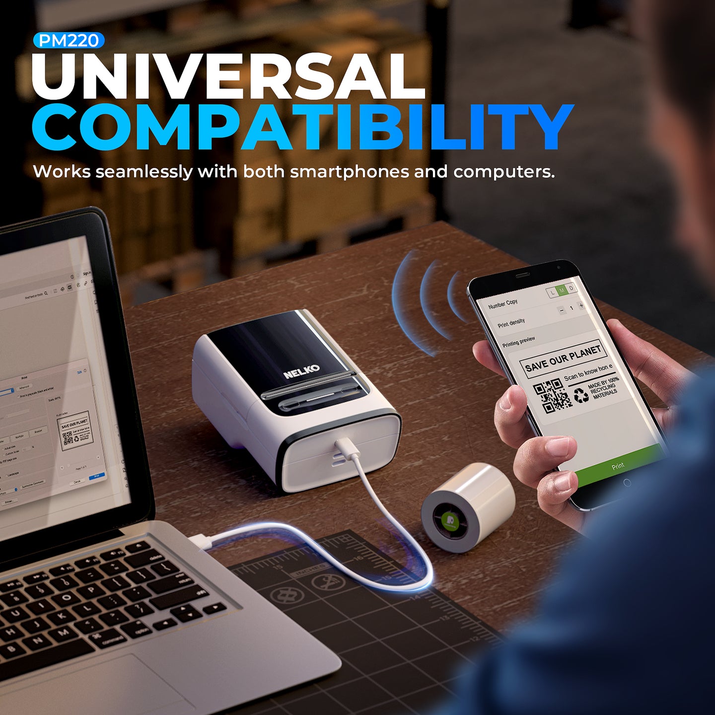 Nelko PM220 Bluetooth-Etikettendrucker, tragbarer 2-Zoll-Bluetooth-The ...