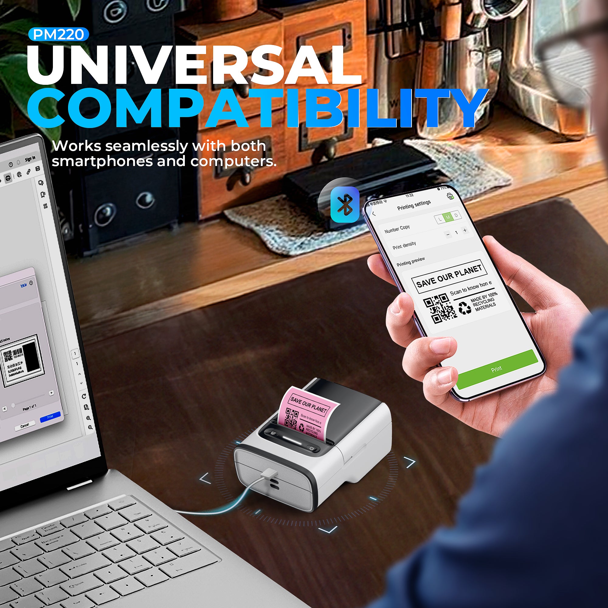 Nelko PM220 Protable Bluethooth Label Makers, Thermal Label Printers f ...