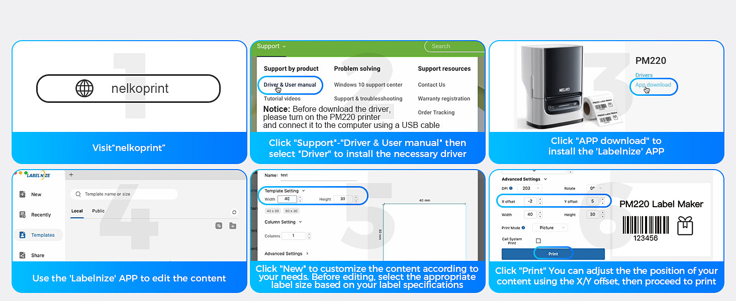 Nelko PM220 Portable Bluethooth Label Makers (with 50x30mm Label Tape ...